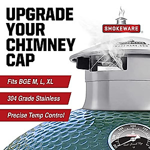 SmokeWare Vented Chimney Cap – Compatible with The Big Green Egg, Stainless Steel Replacement Accessory