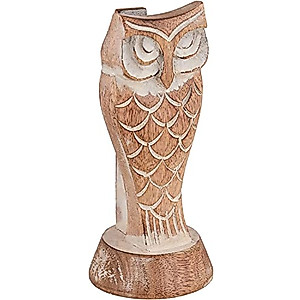 Eximious India Wooden Owl Glasses Holder Stand Reading Nightstand Eyeglass Retainer Gifts for Women Men Mom Dad Car SPWW02