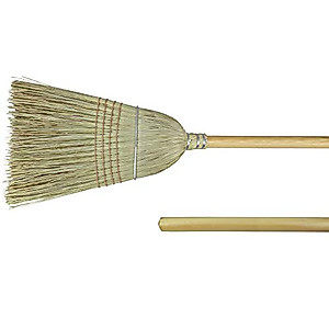 Weiler 44008 Corn Fiber Heavy-Duty Wire Banded Warehouse Broom with Wood Handle, 1-1/2" Head Width, 57" Overall Length, Tan