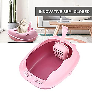 Open Top Cat Litter Box with Scoop,Kitty Litter Pan Prevent Sand Leakage,Waterproof Sifting Box for Small Cats,Durable Removable,for Cats Dogs Small Pets(Pink)
