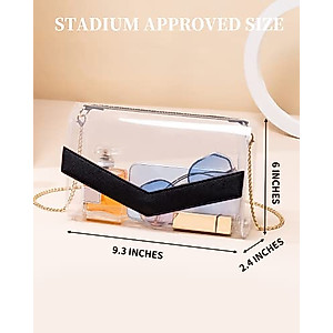 Vorspack Clear Bag Stadium Approved - Cute Clear Purse for Women PVC Clear Crossbody Bag for Sports Concert Festival - Black