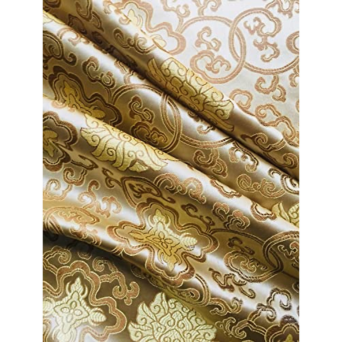 Adelaide Gold Chinese Brocade Satin Fabric by The Yard - 10058