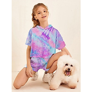 Girls Tie Dye Jogger Set Clothes Outfits Suits Tracksuits Sweatsuits Activewear Crop Tops Hoodies Shorts Sets Size 10/12
