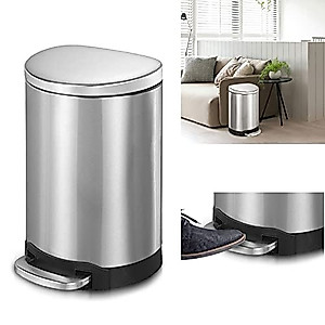 Innovaze 3.2 Gal./12 Liter Stainless Steel Semi-Round Step-on Trash Can for Bathroom and Office