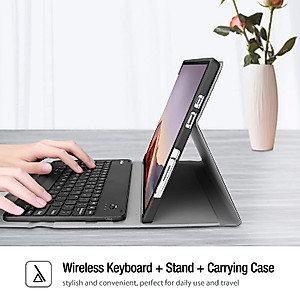 ProCase Keyboard Case for Surface Pro 7 (2019) /Pro 6 (2018) /Pro 5 (2017) /Pro 4 (2015) 12.3 Inch Tablet, Slim Lightweight Smart Cover with Magnetically Detachable Wireless Keyboard –Black