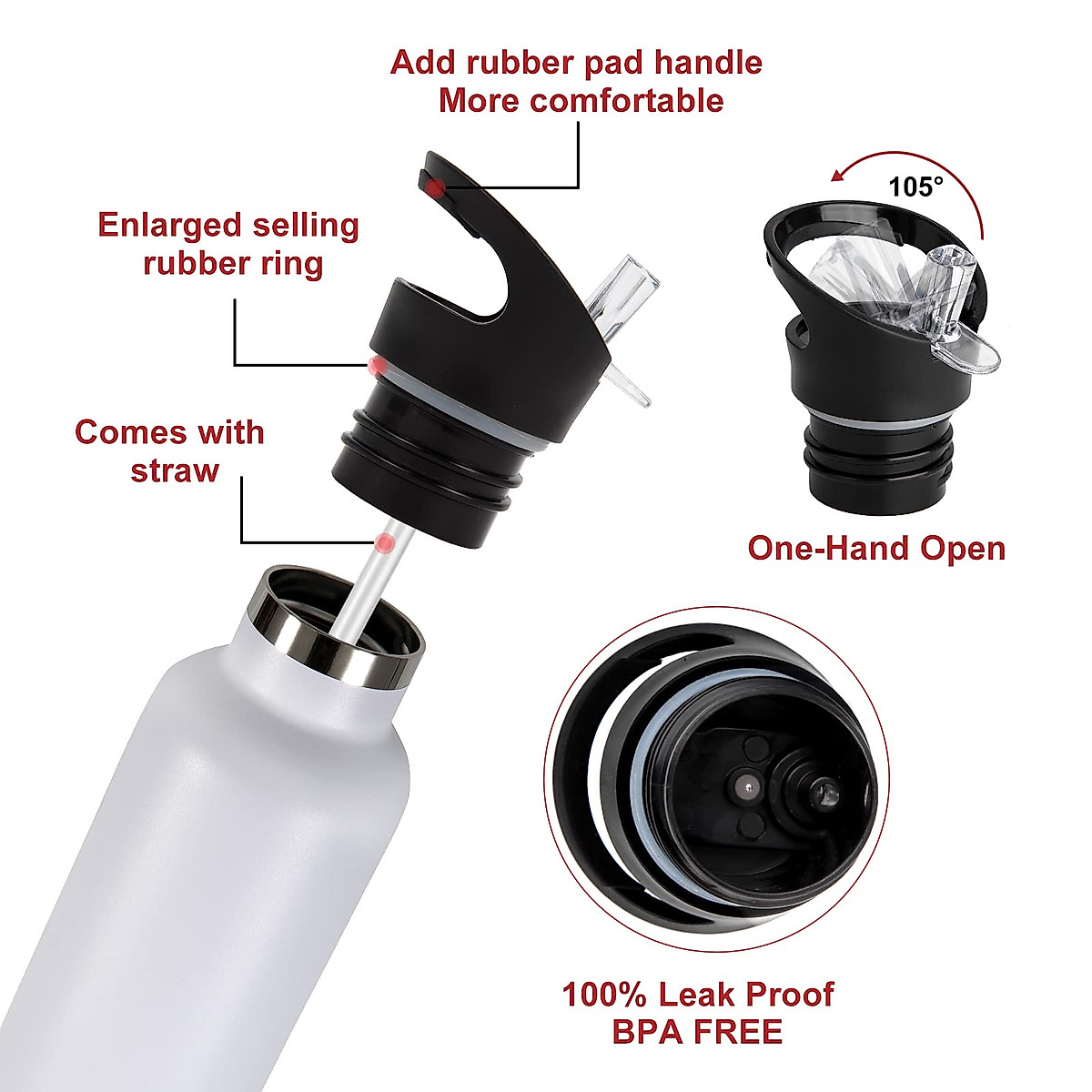 Neihepal 24oz Insulated Water Bottles Bulk 8 Pack,Stainless Steel Double Wall Sport Bottle with Straw Lid,Metal Cup Reusable Thermoses with Hand Cap for School,Cyclists,Hikers,Gift(Assorted,8 Count)