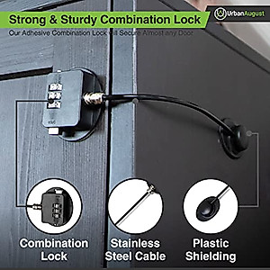 Urban August Adhesive Combination Lock – Childproofing & Baby Safety, Heat Resistance, Easy to Install with Heavy Duty 3M Adhesive Tape, Best for Cabinets, Drawers, Doors & refrigerators (Two)