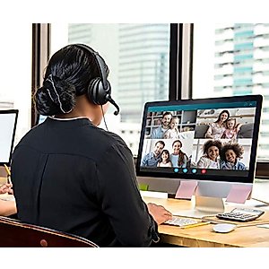 Aluratek Wired USB Stereo Headset with Noise Cancelling Boom Mic and in-Line Controls, for Distance Learning, Zoom, MS Teams, Video Conferencing, Skype, Gaming, Music Play, Webinars (AWHU02FB), Black