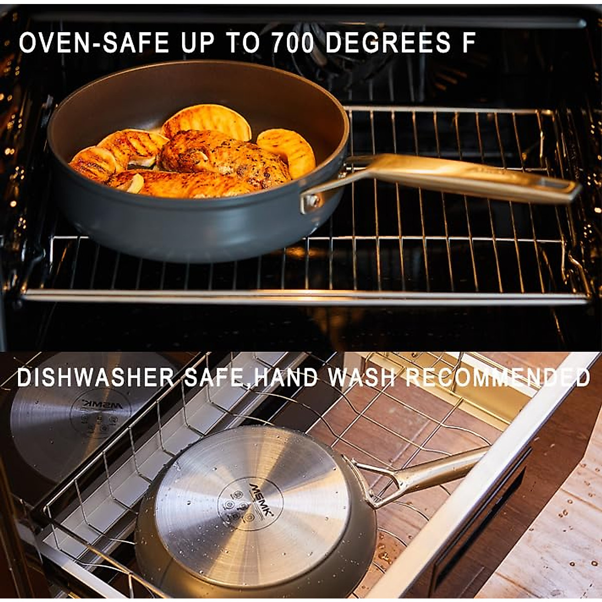 MSMK 5-Piece Pots and Pans set, Durable Non Stick Coating From USA, Kitchen Cookware sets, even heating, comfortable handling, Induction Compatibility for Home Cooking, Oven Safe, Dishwasher Safe