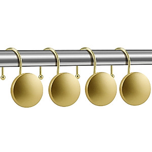 Decorative Shower Curtain Hooks, Simple Modern Style Round Flat-Back Button Design for Bathroom Decor, Gold