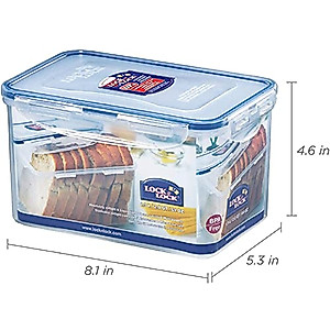 LOCK & LOCK Easy Essentials Food Lids/Pantry Storage/Airtight Containers, BPA Free, Rectangle - 8 Cup - for Cookies, Clear