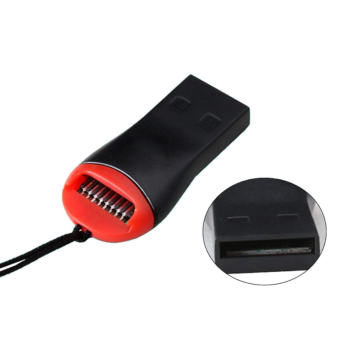 Asukohu card Reader USB 2.0 Micro HC- Flash Memory Card Reader Mini Adapter Reader with Lanyard For Laptop