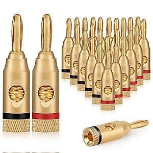 SUNJOYCO 12 Pairs 24K Gold Plated Speaker Banana Plugs for Speaker Wire, Home Theater, Wall Plates