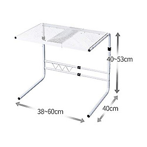 JF-XUAN Kitchen Shelf Kitchen Counter Holder Stainless Steel Expandable Microwave Oven Rack 2-Tier Multifunction Kitchen Counter Shelf (Color : White, Size : 60X53X40CM)