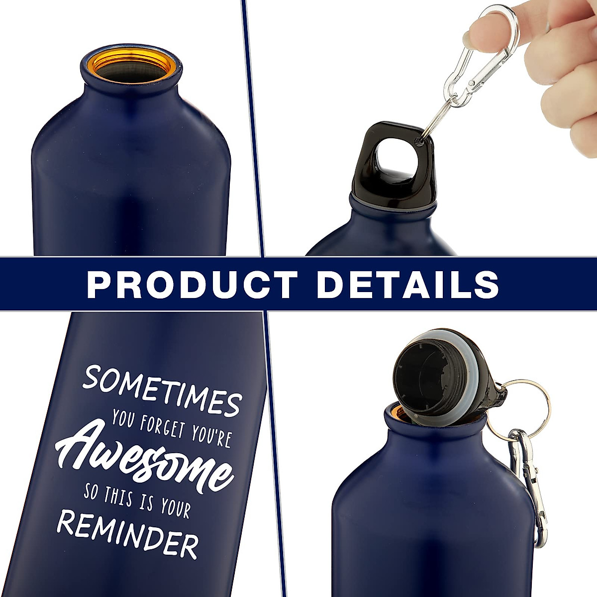 Hoolerry 12 Pack Multi Color Aluminum Water Bottle Sometimes You Forget You're Awesome Lightweight Reusable Bike Backpacking Water Bottles Bulk with Buckle and Twist Cap for Travel Sport(25 Oz)