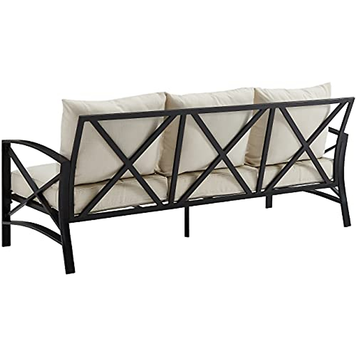 Crosley Furniture KO60027BZ-OL Kaplan Outdoor Metal Sofa, Oiled Bronze with Oatmeal Cushions