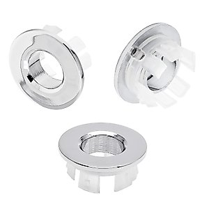 Qjaiune 3 Pack Bathroom Sink Overflow Trim Ring, Electroplating Chrome Overflow Drain Cover Round Basin Cover, Vanity Sink Overflow Cap Small Sink Insert, Brass Hole Cover for Kitchen Bathtub