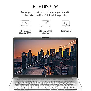 HP 17 Laptop, AMD Athlon Silver 3050U, 4 GB RAM, 256 GB SSD Storage, 17.3-inch HD+ Display, Windows 10 Home with Added Security, Long Battery Life, Dual Speakers, HD Web-Camera (17-cp0010nr, 2020)