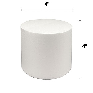 O'Creme Polystyrene Dummy Cake Decorating Display for Baked Goods Bakery Supplies Round Shape (4” Diameter x 4” High)