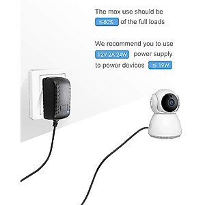 ALITOVE 12V DC Power Supply 2A 24W AC/DC Adapter 100~240V AC to DC 12 Volt 2 Amp 1.8A 1.5A 1.2A Converter with 5.5 x 2.5mm 2.1mm Plug for LED Strip Light CCTV Security Camera BT Speaker Webcam Router