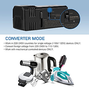 DOACE C8 2000W Travel Voltage Converter 220V to 110V for Hair Dryer Steam Iron, 8A Universal Power Adapter with All in One UK/AU/US/EU Worldwide Plug Wall Charger for Laptop Tablet Camera Cell Phone