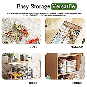 bealy 2 Packs Refrigerator Organizer Bins with Pull-out Drawer,Stackable Fridge Organizers and Storage Clear with Handle,Kitchen Storage Containers Sets for Freezer, Cabinet, Pantry Organization