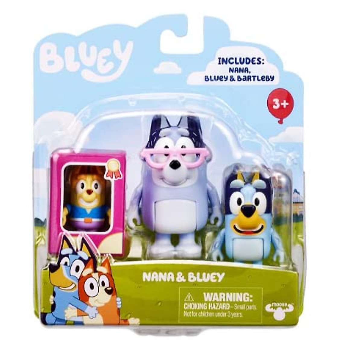 Bluey 2pck Figures, Nana, Bluey & Bartleby