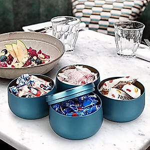 LAJDL Candle Tin 24 Piece, 8 oz, Metal Round Candle Containers with Lid, Candle Jars for DIY Candle Making,Arts & Crafts, Storage Candle Making Party Supplies(Blue),AM-C-08-1