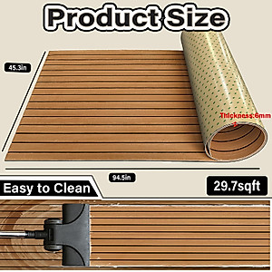 HZCHIONE 3M EVA Foam Boat Decking Boat Flooring 94x45in Self Adhesive Boat Mat Sheet Non-Slip Faux Teak Boat Flooring Deck for Yacht Fish Pontoon Boat Floor