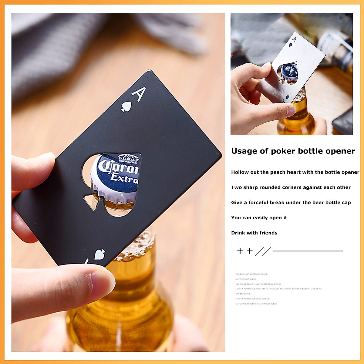 VSSOLO Practical Card Bottle Opener、 Wallet Bottle Opener 、Personalized Bottle Opener Funny Looking Bottle Opener - Stainless Steel (A Spade) (6)