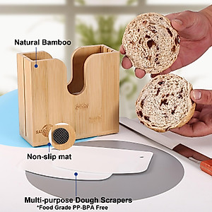 salomayes Bagel Cutter Slicer For Small And Large Bagels, Bagel Slicer Guillotine, Adjustable Bamboo Bagel Slicer With Non-Slip Pads