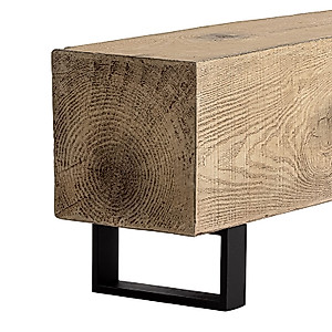 COSIEST Patio Log Bench, 48.4 x 11.8” Outdoor Bench, Rectangular MgO Garden Bench, Rustic Bench for Yard or Lawn, Light Oak