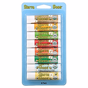 Organic Lip Balms Combo Pack, 8 Pack, 0.15 oz (4.25 g) Each, Sierra Bees