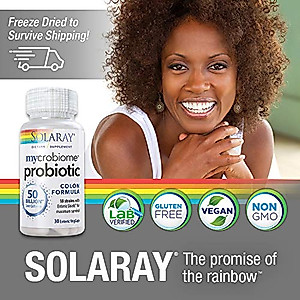 SOLARAY Mycrobiome Probiotic Colon Formula | Formulated to Support Healthy Intestinal & Colon Function, Immunity & More | 50 Billion CFU | 30 VegCaps