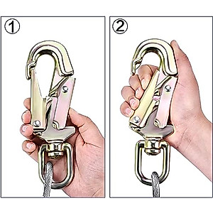 Arborist Flipline for Climbing Tree, 1/2'' x 8 ft Steel Wire Core Tree Lanyard Flipline Kit W/Lock Carabineer, Rope Grabber, Steel Swivel Snap Hook - Heavy Duty, Low Stretch, Cut Resistant