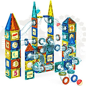 Jade Hare Magnet Tiles Construction Set, 168PCS Magnetic Tiles Kids Toys STEM Magnet Toys for Toddler Magnetic Block, Educational Building Toys for Boys Girls 3+ Birthday Gifts, Christmas Toy