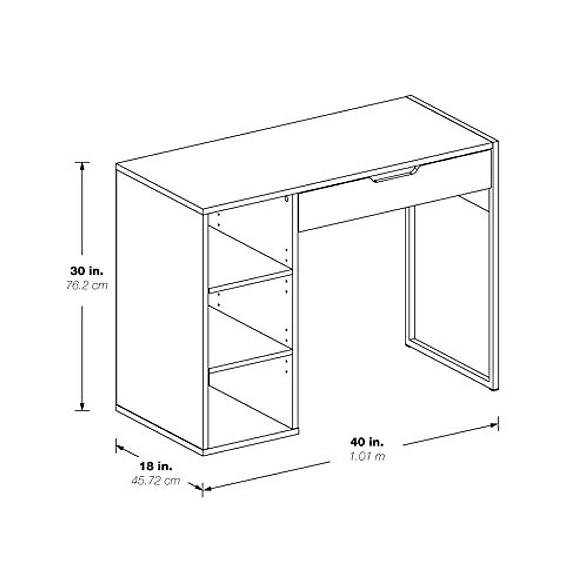 OSP Home Furnishings Ravel 40-Inch Wide Writing Desk, White