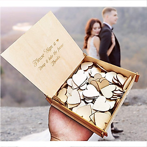 Wedding Guest Book Alternative Rustic Wedding Table Decorations Wedding Favors Wedding Decorations for Reception Wedding Bridal Shower Decor Vow Books with 100 Wood Hearts