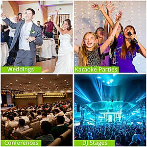 LiNKFOR Wireless Microphone, UHF Wireless Karaoke Microphone System, Professional Dual Cordless Microphone 196ft Transmission Range, Wireless Mic for Church, Wedding, Conference, Party