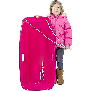 Avalanche Brands - 48" Classic Downhill Toboggan Snow Sleds - Red & Pink