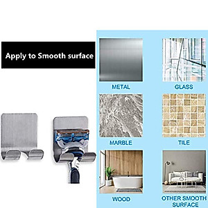 Razor Holder for Shower, Self Adhesive Shaver Hooks, Stainless Steel Waterproof Wall Hanger Stands, Bathroom Kitchen Razor Hanger for Plug Robe Towel (3 Pack)