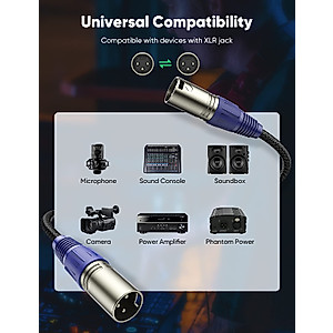 oldboytech 2 Pack XLR Cable 3.3Feet, [2021 Special Edition] 3Pin Balanced XLR Male to Male Microphone Cable, Hi-Fi for Mic, Speaker Systems, Camera, Amplifier, Equalizer, Mixing Console