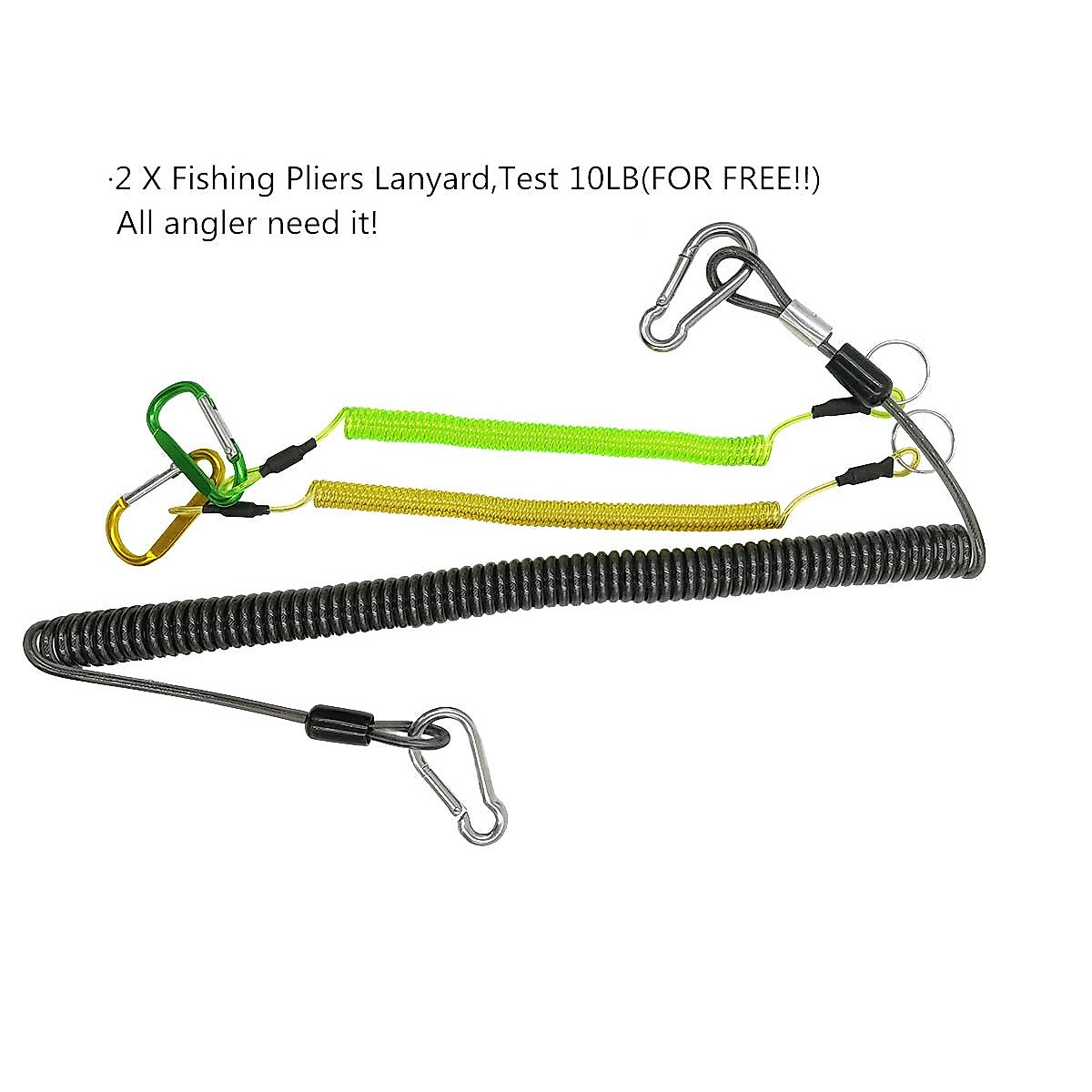 10ft-150LB Retractable Fishing Coiled Lanyard Stainless Steel Inside Heavy Duty Fishing Safety Rope Rod Leash Extension Cord Tether for Deep Sea Fishing Tools Rod Kayak Paddles