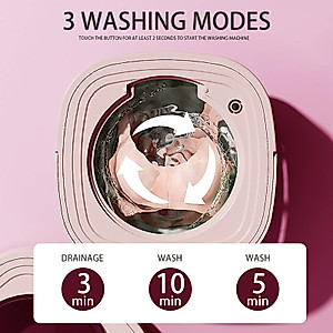 Portable Washing Machine, Mini Washer 8L High Capacity for Socks Underwear, Baby Clothes, or Small Items, Foldable Washing Machine for Apartments, Travel Business Trip (Pink)