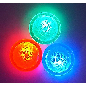 JA-RU Light Up Water Skipper Disc (3 Disc Toy) Water Hopper Bouncing Ball for Kids & Adult. Fun Summer Beach, Lake, & Swimming Pool Toys & Accessories. Outdoor Games. Easter Basket Stuffers. 862-3p