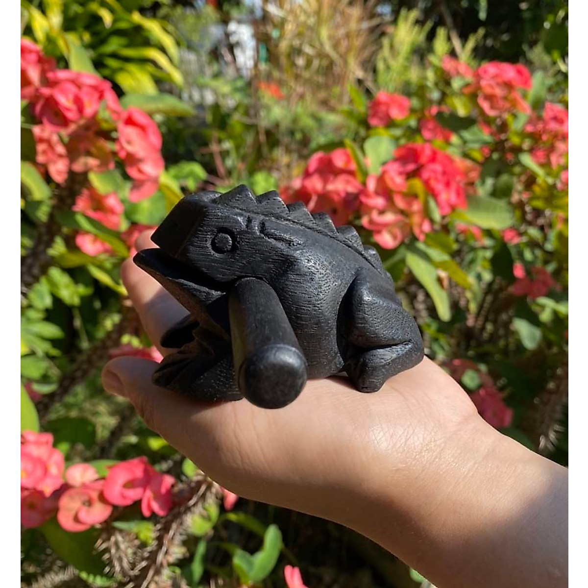 Percussion Instruments Wooden Frog 3 Pcs Set of 4 Inch Frog, 3 Inch Frog, 2.25 Inch Frog, Wooden Frog Musical Instrument Home Decor. (Black/Green/Brown Colors)