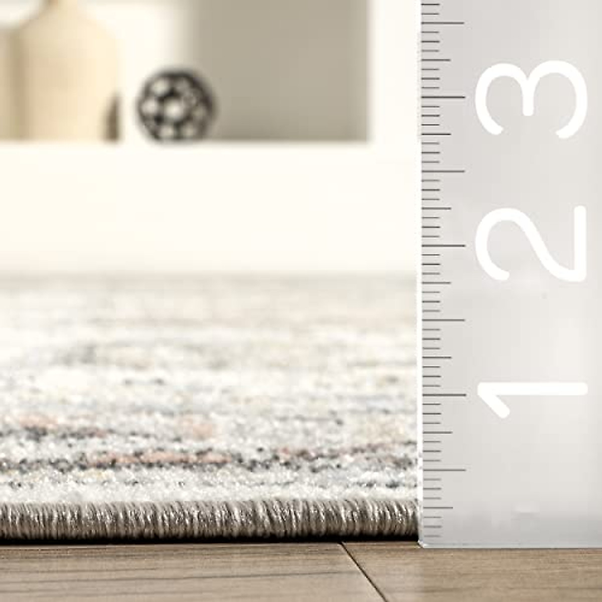 nuLOOM Rue Traditional Bordered Machine Washable Area Rug, 5' 3" x 7' 6", Beige