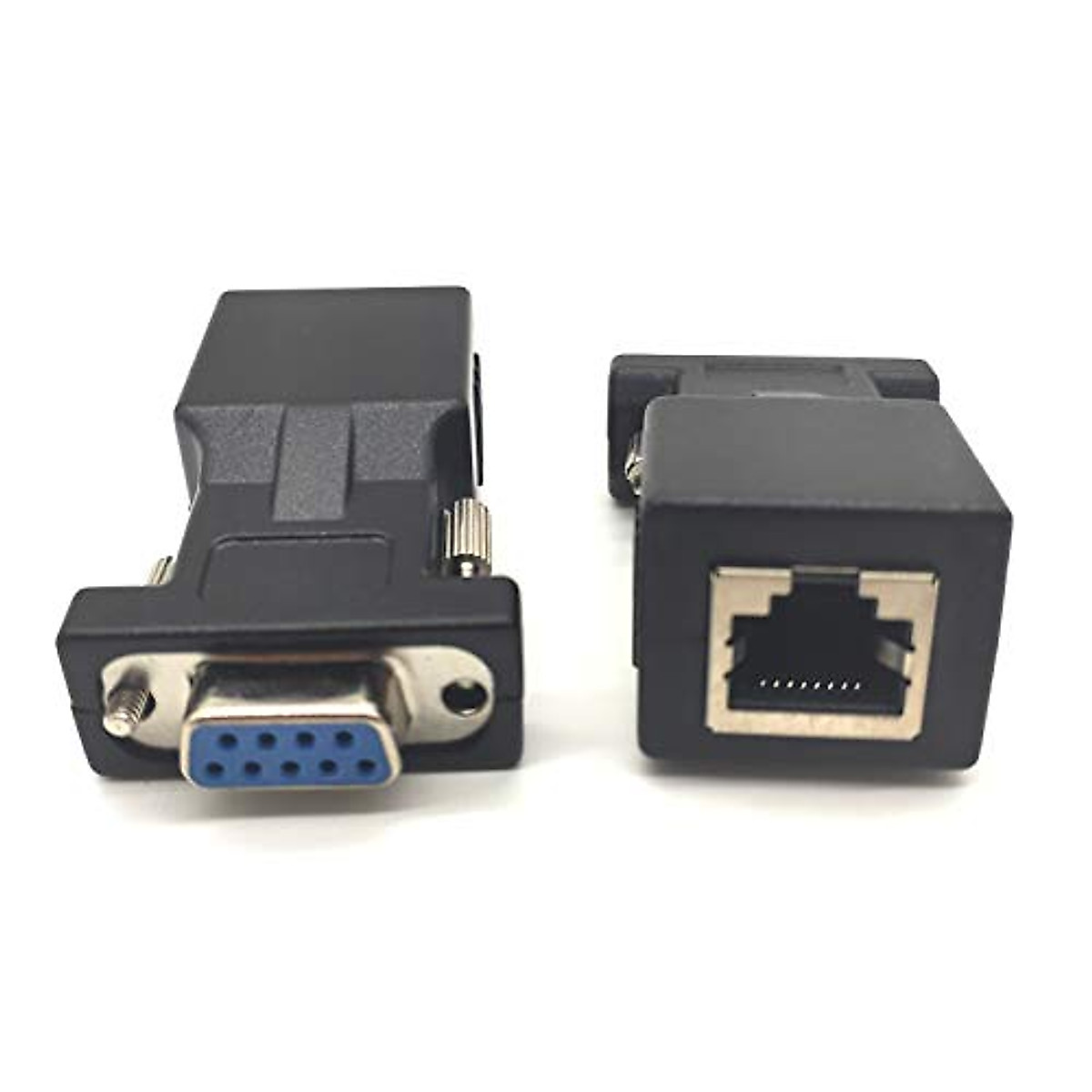 Qaoquda DB9 to RJ45 Female Adapter, 2 Pack, Black