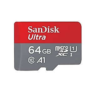 SanDisk 64GB Ultra microSDXC UHS-I Memory Card with Adapter - Up to 140MB/s, C10, U1, Full HD, A1, MicroSD Card - SDSQUAB-064G-GN6MA