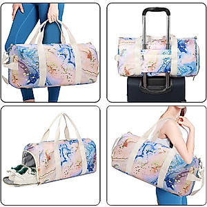 BLUBOON Sport Gym Duffle Bag for Women Girls Weekender Overnight Duffel Bag (Bronzing orange) 19.7"x9.5"x9.9"